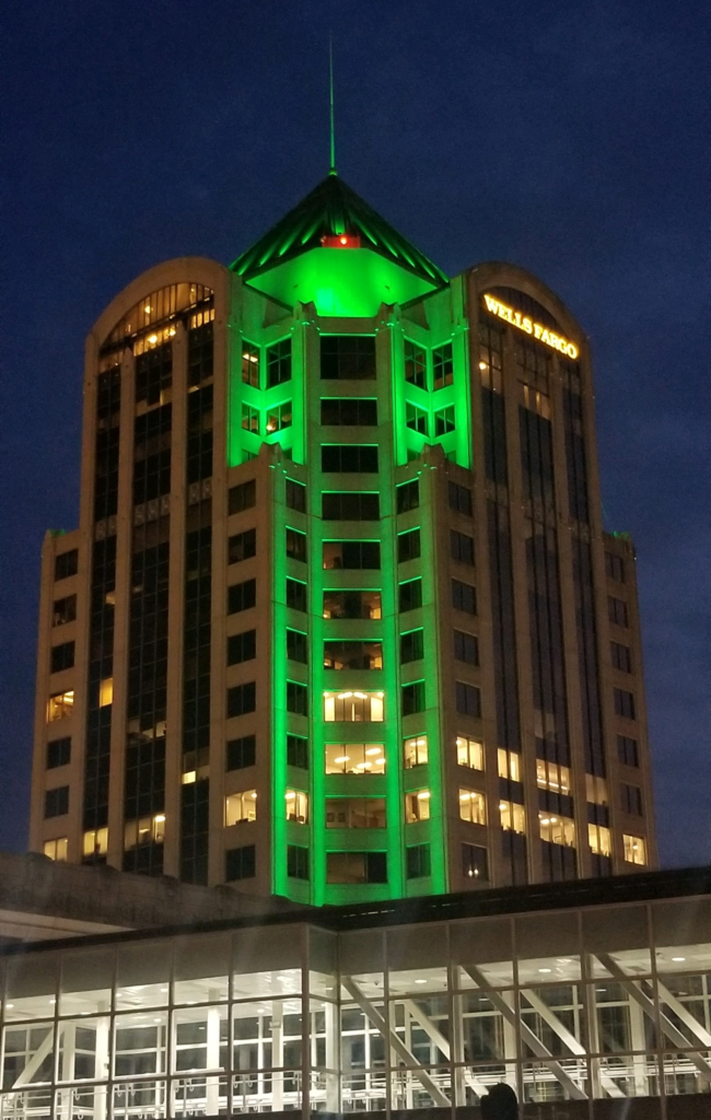 Green – Muscular Dystrophy Awareness – Wells Fargo Tower, Roanoke VA